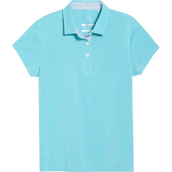 SWANNIES Kaia Pique Half Placket Polo - Aqua