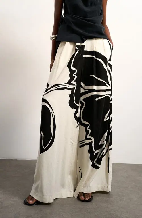 Topshop Floral Placement Palazzo Pants - Cream