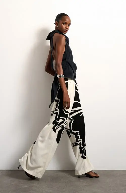 Topshop Floral Placement Palazzo Pants