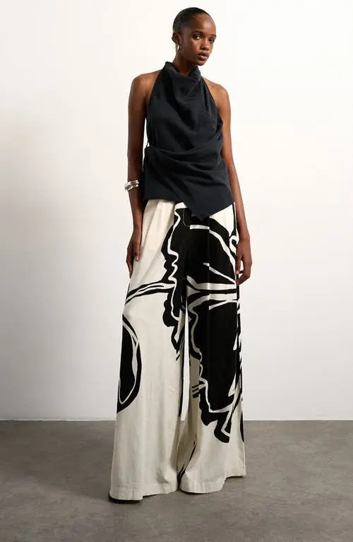 Topshop Floral Placement Palazzo Pants