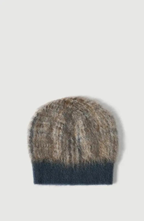 Brunello Cucinelli Mohair And Would Prince Of Wales Double Knit Beanie - Dark Grey