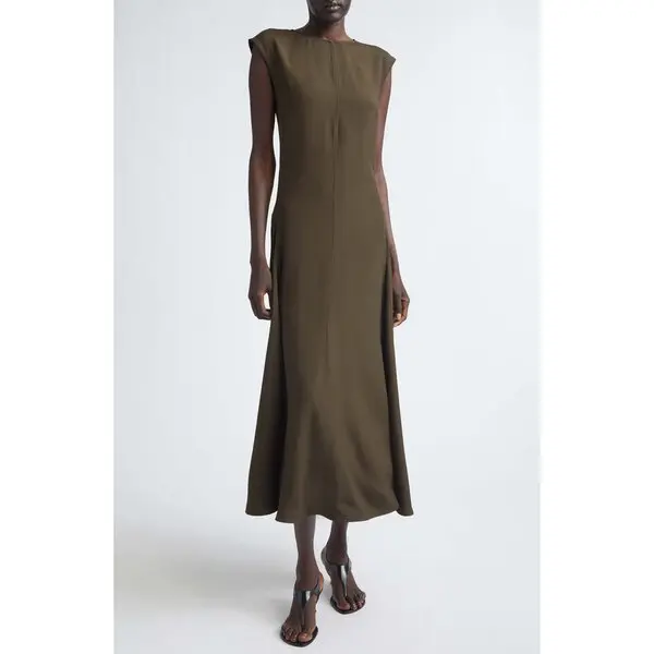Proenza Schouler Hammered Viscose Jewel Neck Dress - Cypress