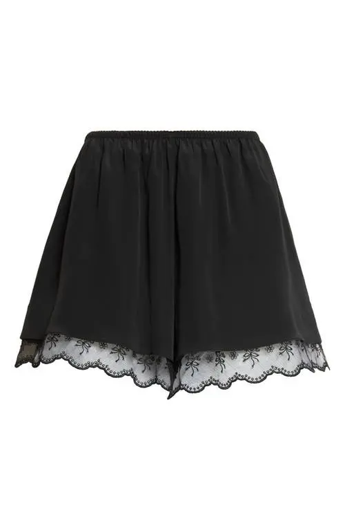 Simone Rocha Lace Trim Crêpe De Chine Negligee Shorts - Black
