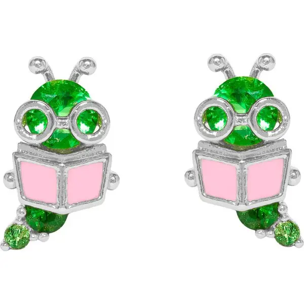 GIRLS CREW Bookworm Stud Earrings - Silver