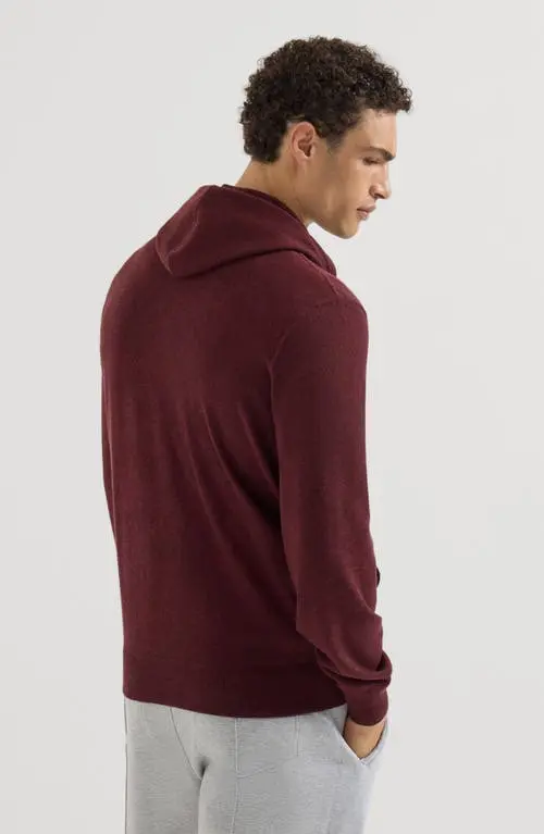 Brunello Cucinelli Cashmere Zip-up Hooded Knit Sweatshirt - Burgundy