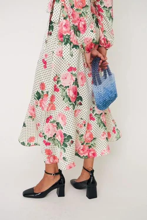 CRAS Floral Polka Dot Wrap Midi Dress