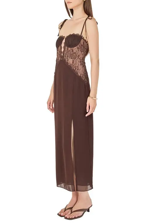 Endless Rose Sleeveless Lace Bustier Midi Dress