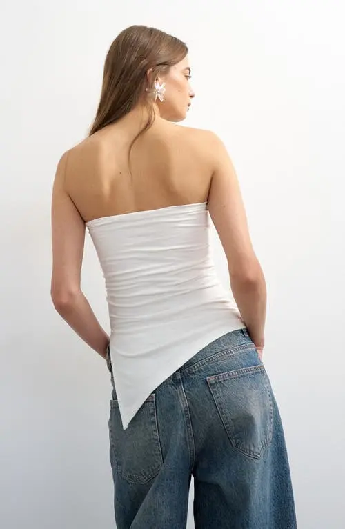 Topshop Ruched Asymmetric Strapless Top