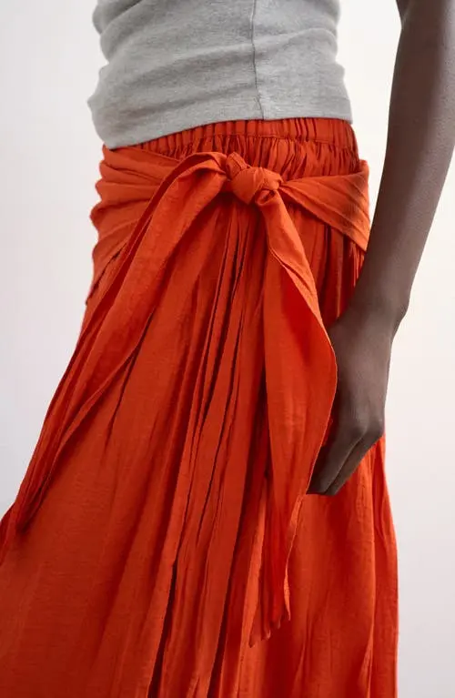 Topshop Crinkle Tie Sash Maxi Skirt - Orange