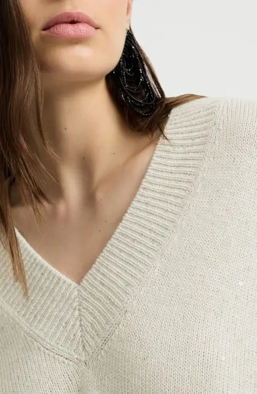 Brunello Cucinelli Cashmere And Silk Diamond Yarn V-neck Sweater