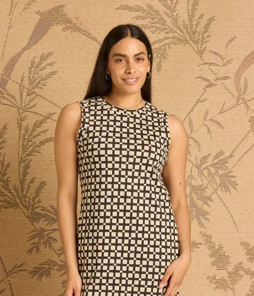 KNOWN SUPPLY Sasha Checked Organic Cotton Midi Dress