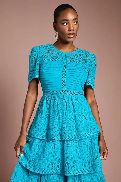 Coast Tiered Lace Midi Dress