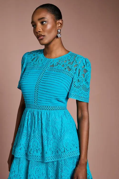 Coast Tiered Lace Midi Dress