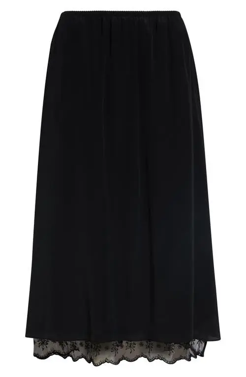 Simone Rocha Lace Trim Crêpe De Chine Negligee Skirt - Black