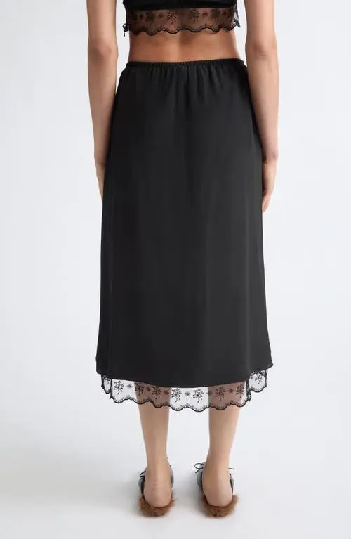 Simone Rocha Lace Trim Crêpe De Chine Skirt - Black