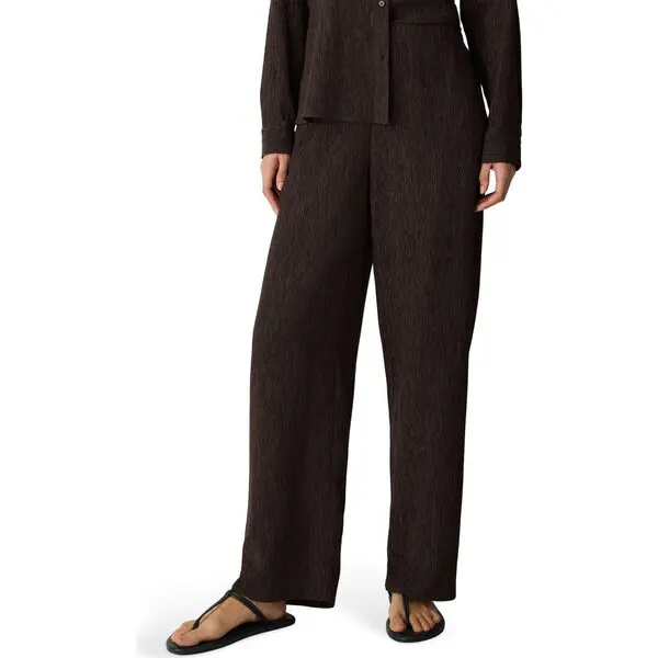 Eileen Fisher Textured Straight Leg Pants - Truffle