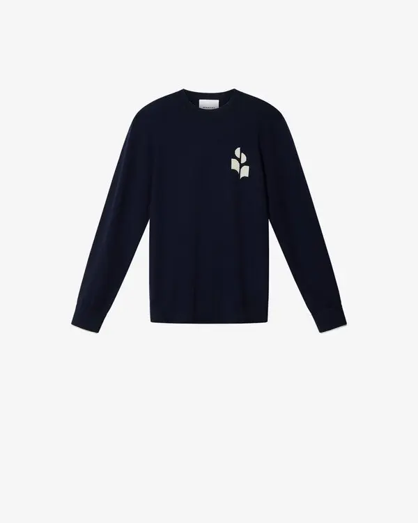 Isabel Marant Étoile Antea Pullover "im" Intarsia Logo Sweater - Midnight/light Grey