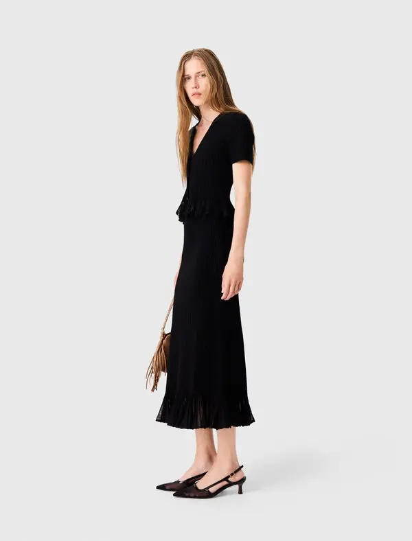 Maje Knit Skirt With Peplum Hem