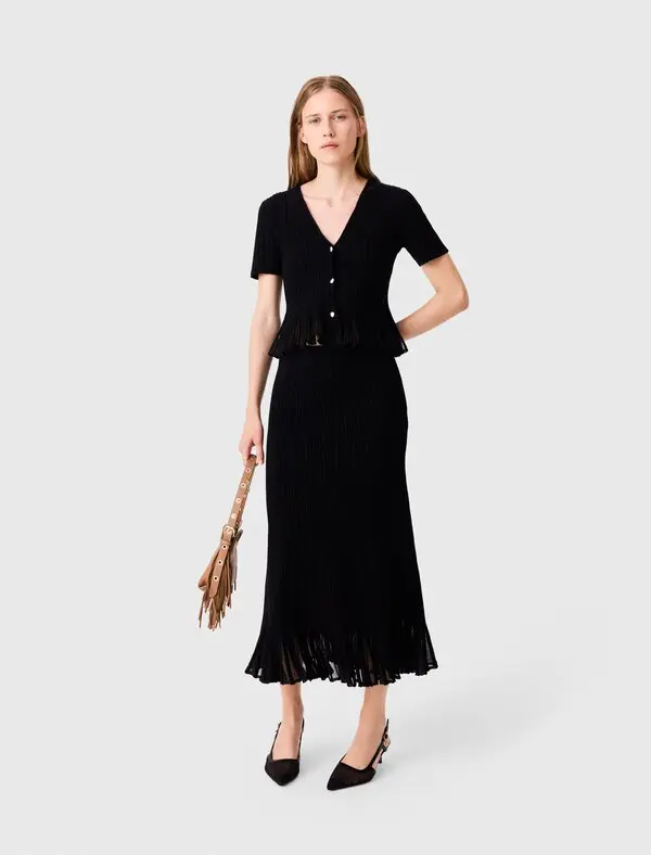 Maje Knit Skirt With Peplum Hem