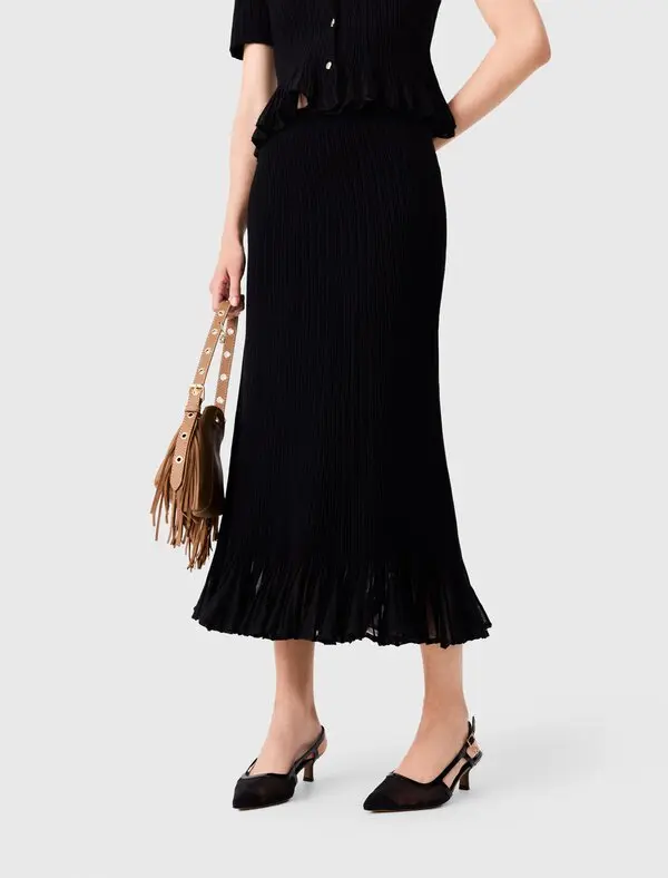 Maje Knit Skirt With Peplum Hem