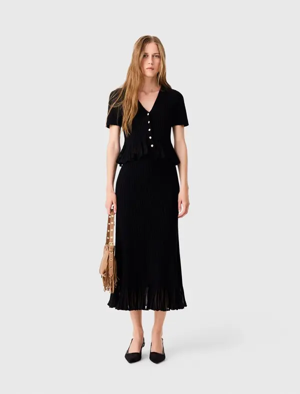 Maje Knit Skirt With Peplum Hem