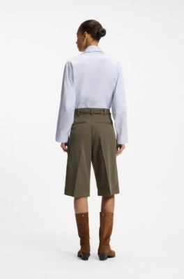 BOSS Relaxed Fit Wide-leg Shorts With Belted Waist