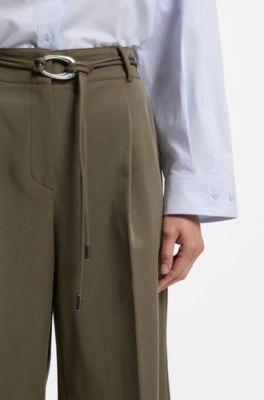 BOSS Relaxed Fit Wide-leg Shorts With Belted Waist