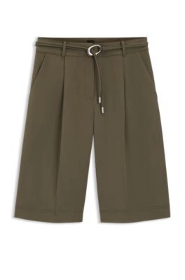 BOSS Relaxed Fit Wide-leg Shorts With Belted Waist
