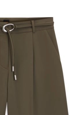 BOSS Relaxed Fit Wide-leg Shorts With Belted Waist