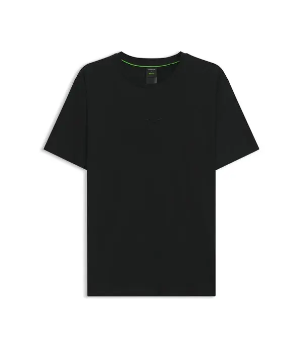 BOSS Porsche X Mercerized-cotton T-shirt With Glossy Logo - Black