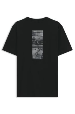 BOSS Porsche X Mercerized Cotton T-shirt With Glossy Logo - Black