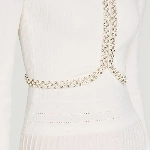 Sandro Cropped Pearl And Strass Cardigan