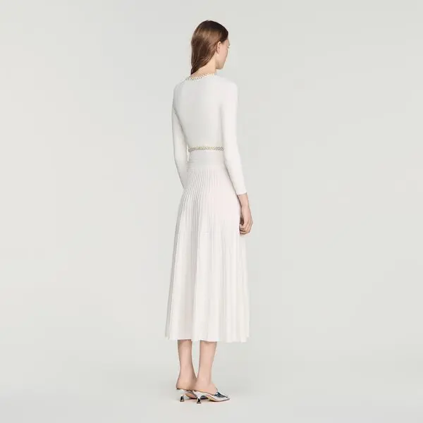 Sandro Cropped Pearl And Strass Cardigan