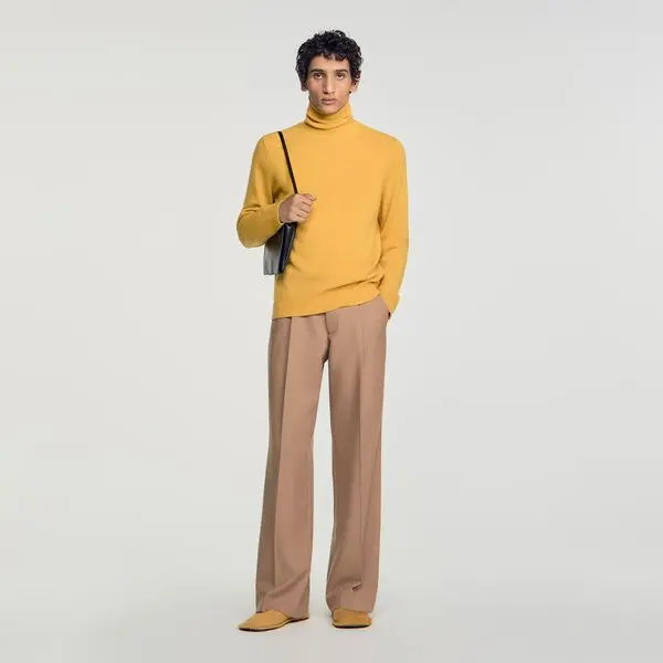 Sandro Cashmere Turtleneck Sweater - Mustard