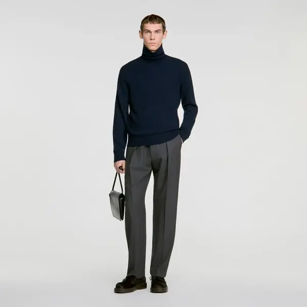 Sandro Cashmere Turtleneck Sweater - Navy Blue
