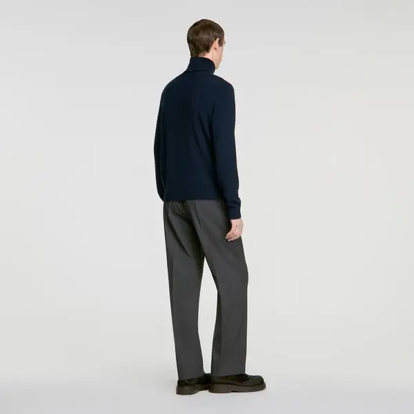 Sandro Cashmere Roll Neck Sweater - Navy Blue