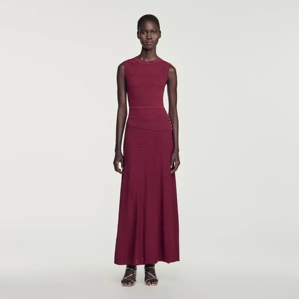 Sandro Pointelle Knit Maxi Dress
