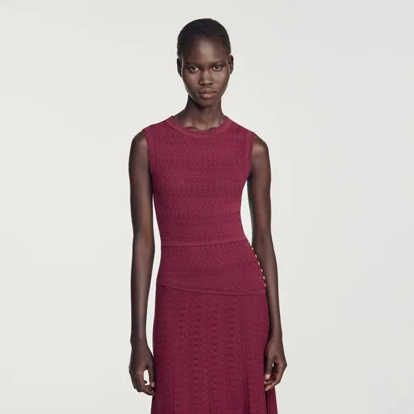 Sandro Pointelle Knit Maxi Dress