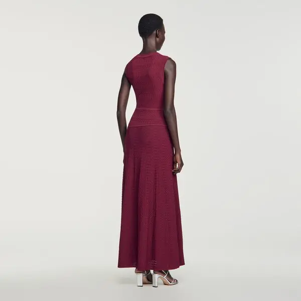 Sandro Pointelle Knit Maxi Dress