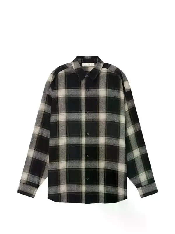 Fear Of God Plaid Pattern Logo-print Shirt - Black