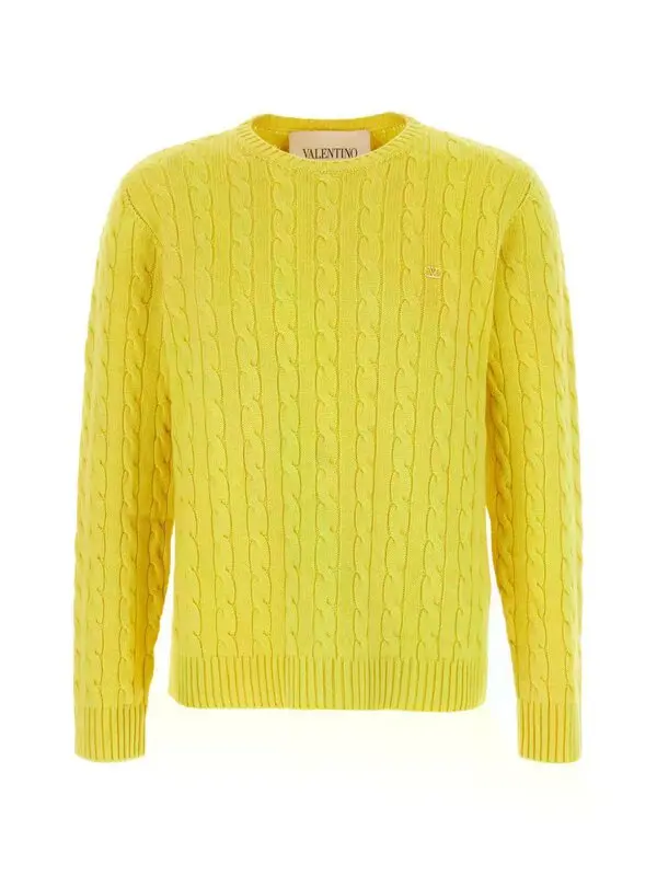 Valentino Garavani Vlogo Cable-knit Sweater - Yellow