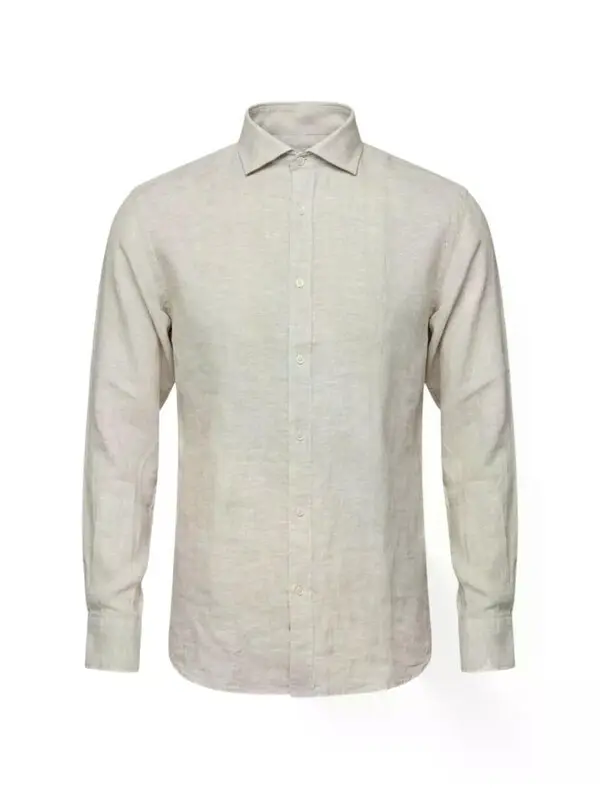 ALLEY DOCKS 963 Long-sleeve Linen Shirt - Neutrals
