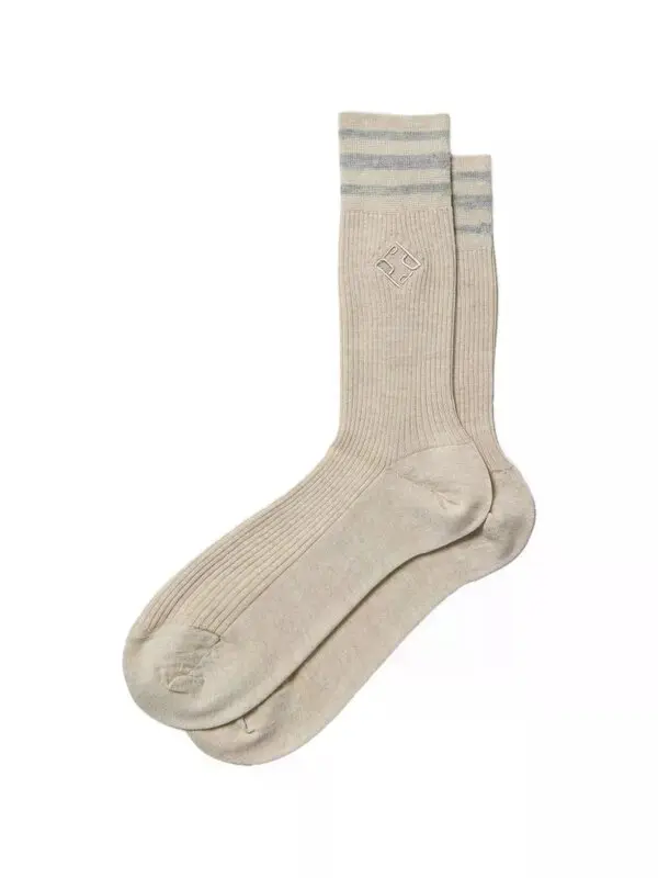 Peserico Ribbed-knit Logo-embroidered Socks - Neutrals