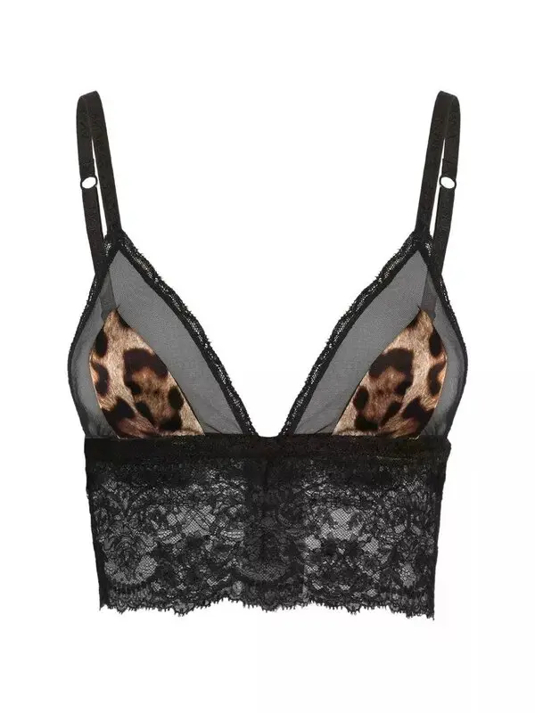 Dolce & Gabbana Leo-print Satin Bra - Black