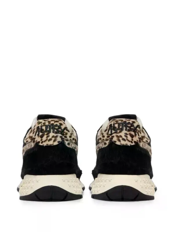 AUTRY Reelwind Low Leopard-print Pony-hair Sneakers - Black