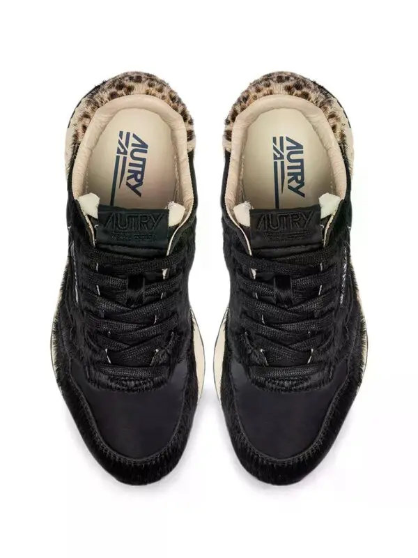 AUTRY Reelwind Low Leopard-print Pony-hair Sneakers - Black