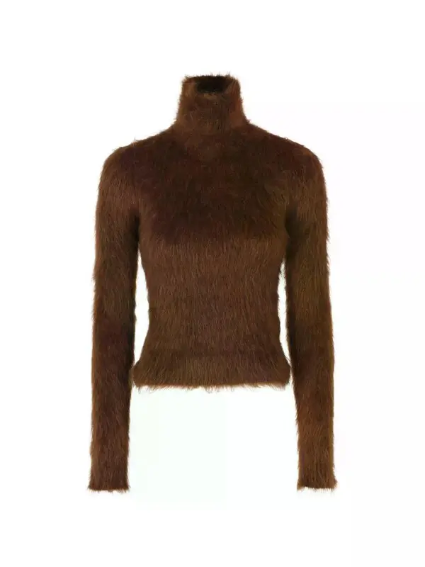 DONDUP Fuzzy Roll-neck Sweater - Brown