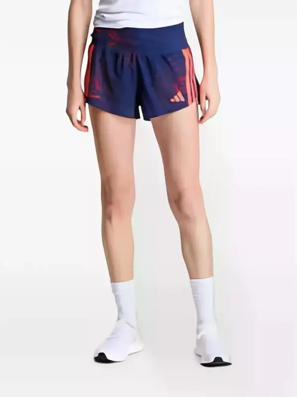 Adidas Adizero Labrum Floral-print Shorts - Blue