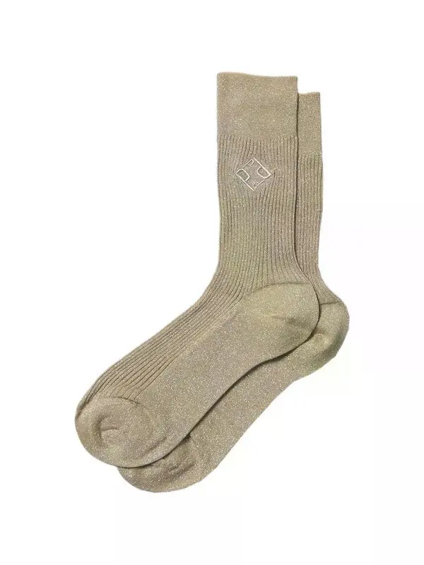 Peserico Metallic-effect Ribbed Socks - Neutrals