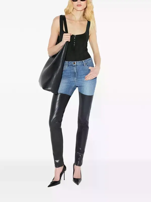 Elisabetta Franchi Cigarette Jeans With Double Texture - Black